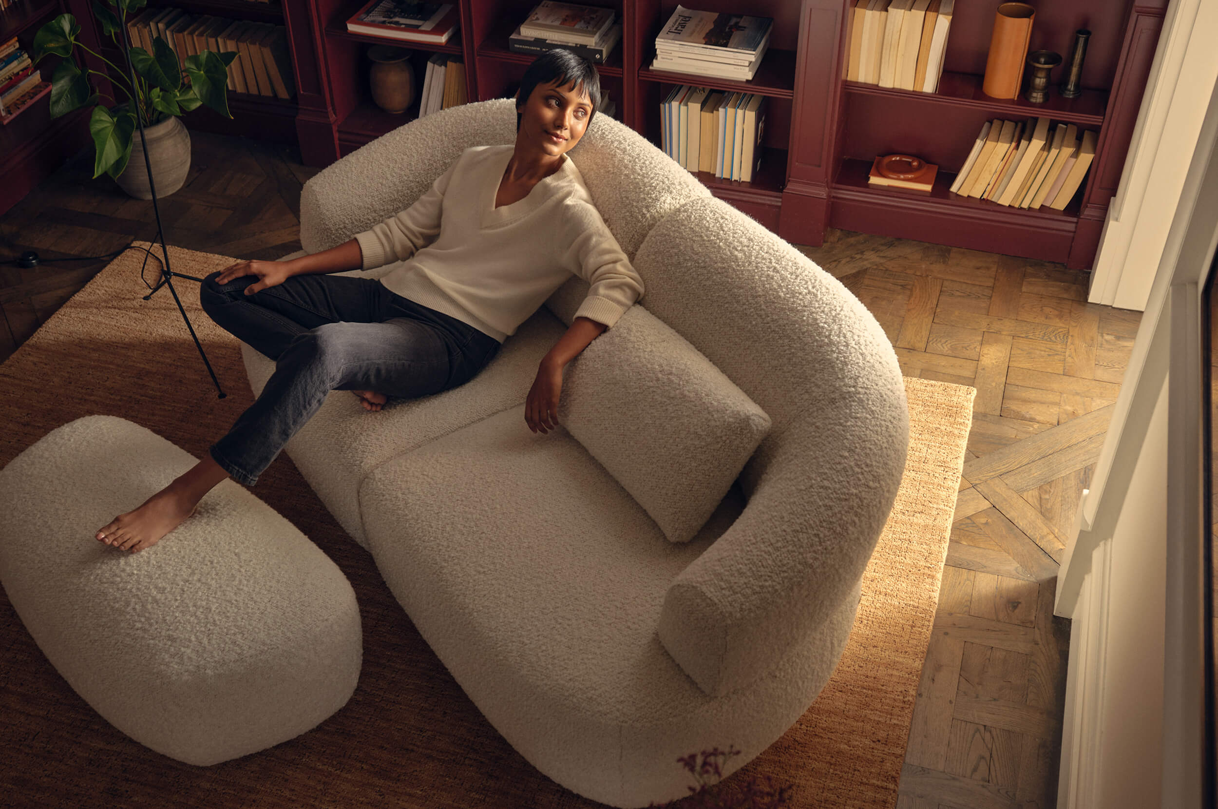 Aura 2 Seater Modular Sofa with Aura Ottoman